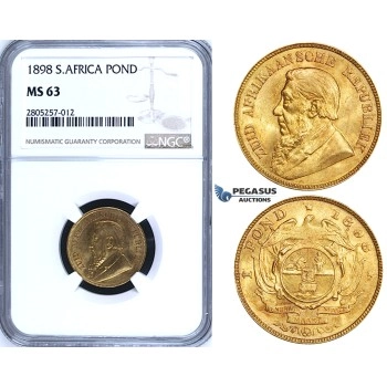 ZG79, South Africa (ZAR) Pond 1898, Gold, NGC MS63 - Pegasus Auctions